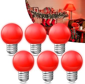Red LED Light Bulbs, 15 Watt Equivalent Colored Light Bulb, 1.5W Low ...