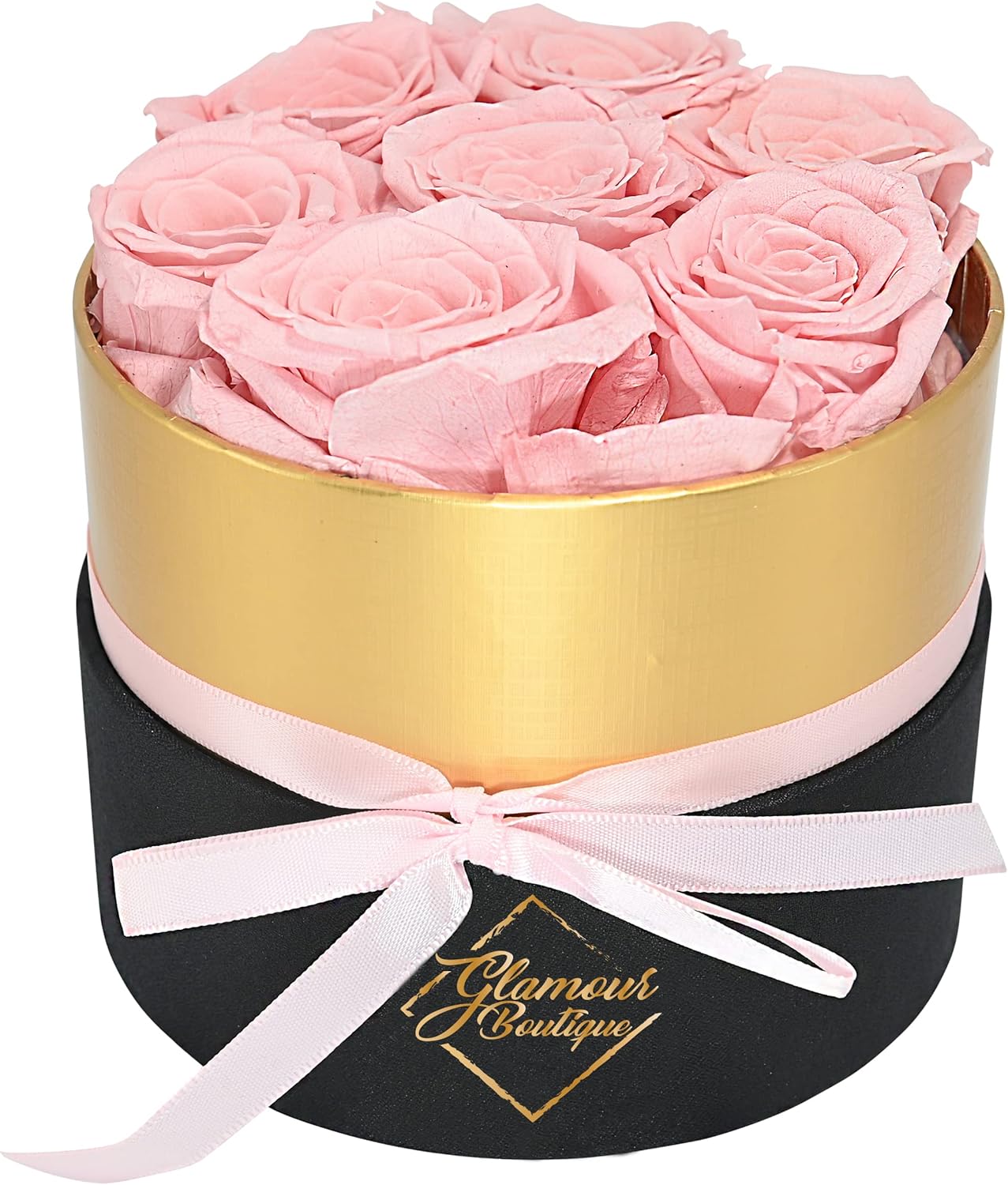 Amazon.com: GLAMOUR BOUTIQUE Forever Flower Gift Box: 7 Pink Real ...