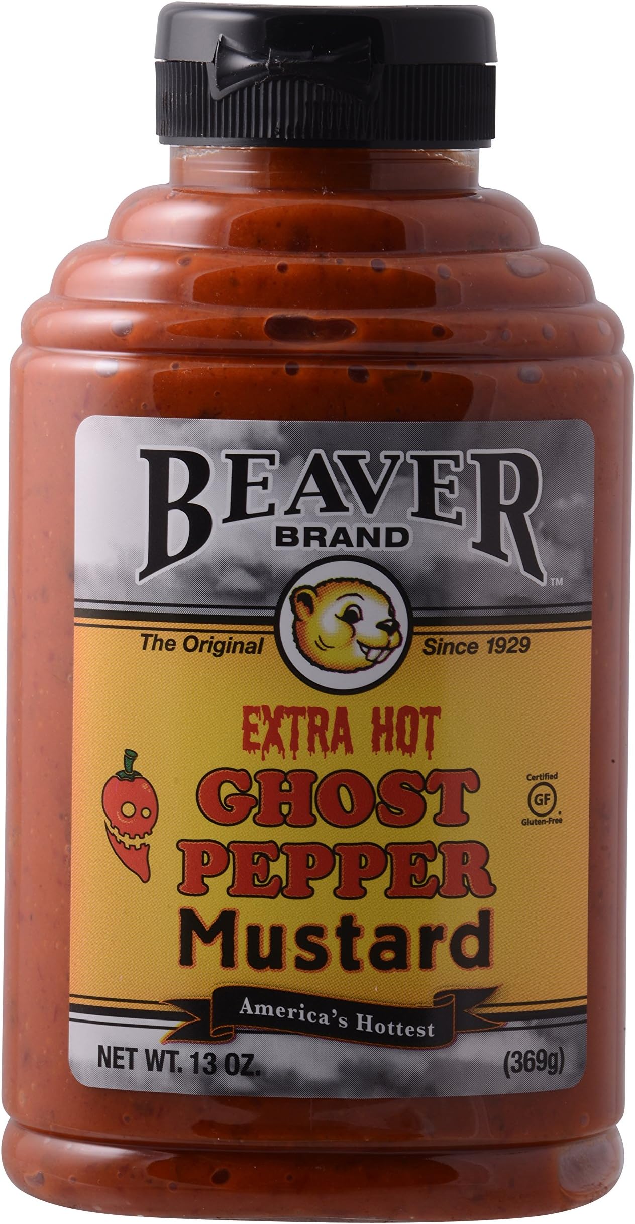 Amazon.com : Beaver Extra Hot Ghost Pepper Mustard, 13 oz squeeze ...