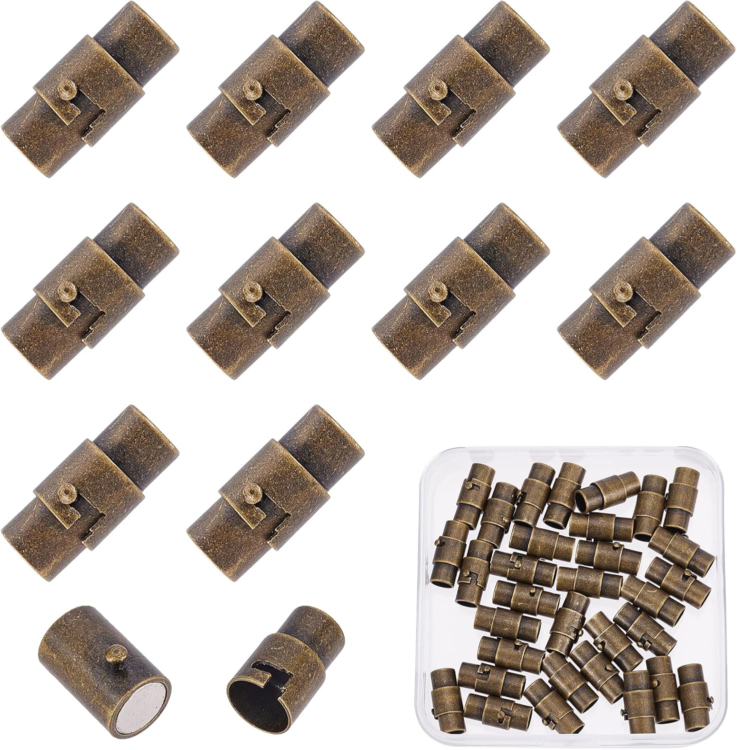 SUNNYCLUE 1 Box 32 Sets Kumihimo End Caps 4.8mm Magnetic Screw Clasps ...