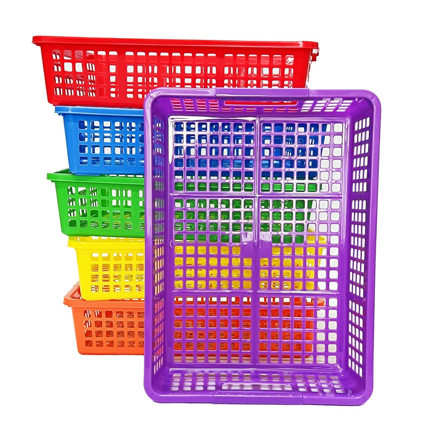 Amazon.com: 6 Pack Plastic Turn in Paper Trays for Classroom, Colorful ...