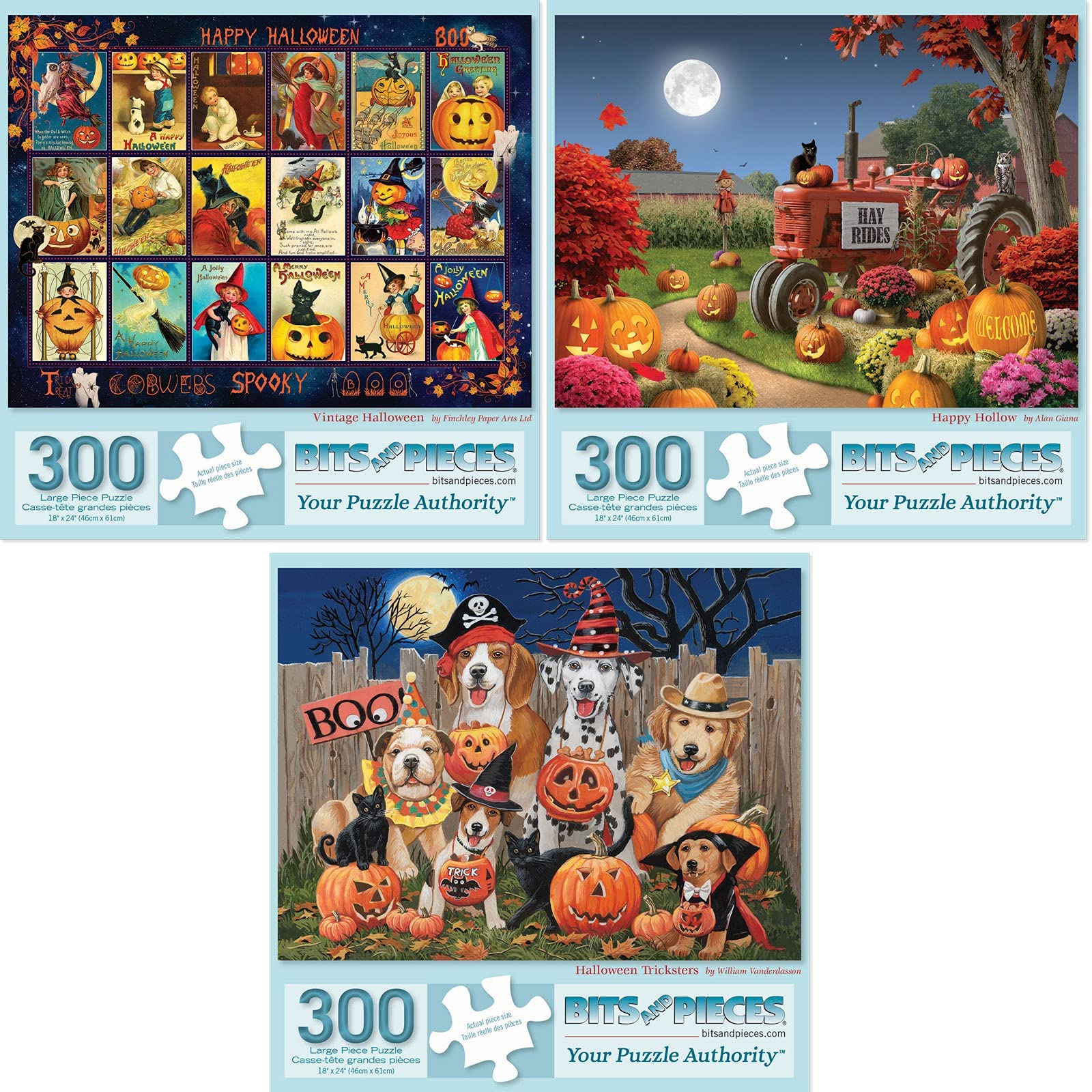 Amazon.com: Bits and Pieces - Value Set of (3) 300 Piece Jigsaw Puzzles ...