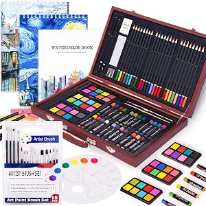 Amazon.com: 102 Piece Deluxe Art Set- 2 x 50 Page Sketch Book, 1 x 24 ...