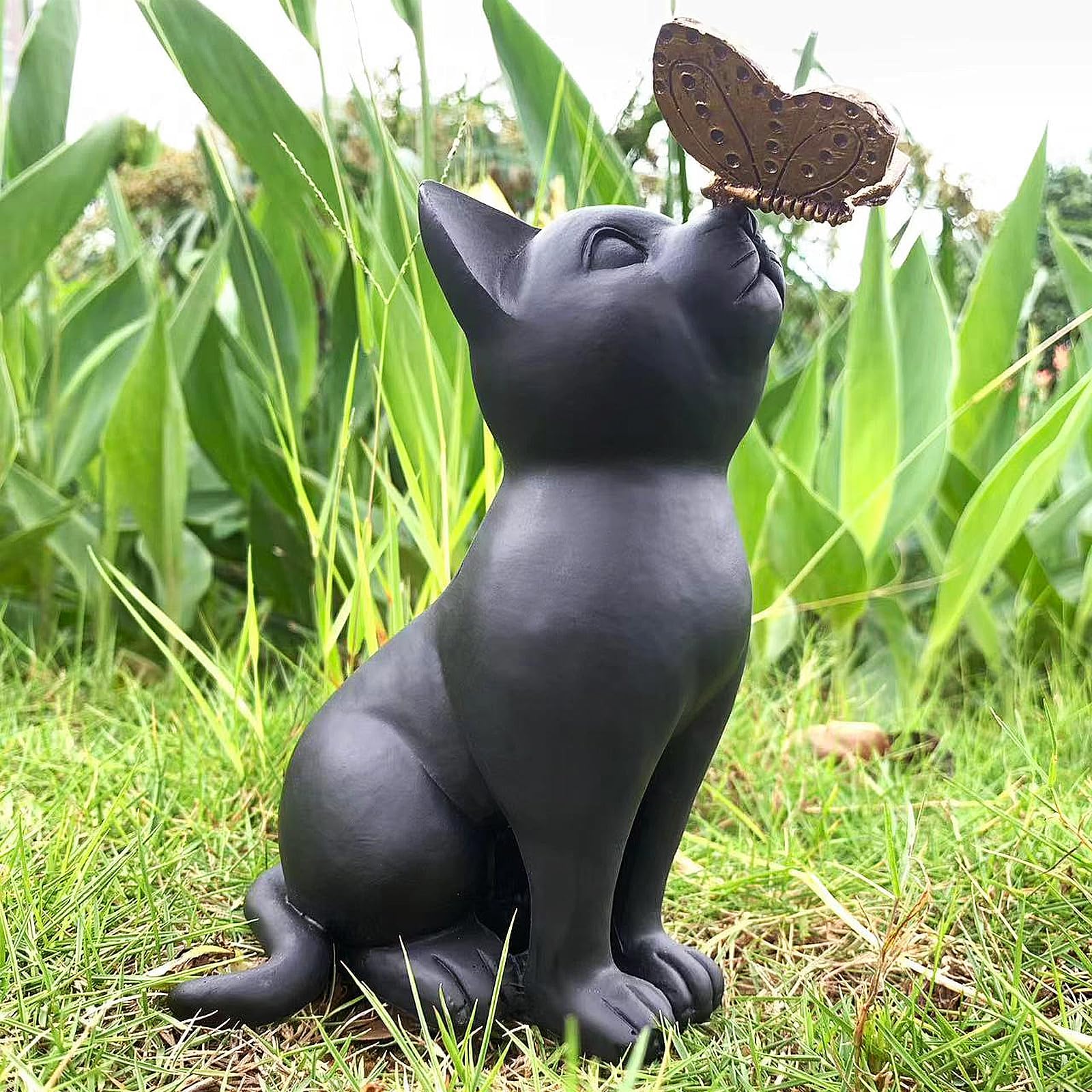 Amazon.com : FIALAME Resin Garden Landscape Kitten Statue Ornament Cat ...