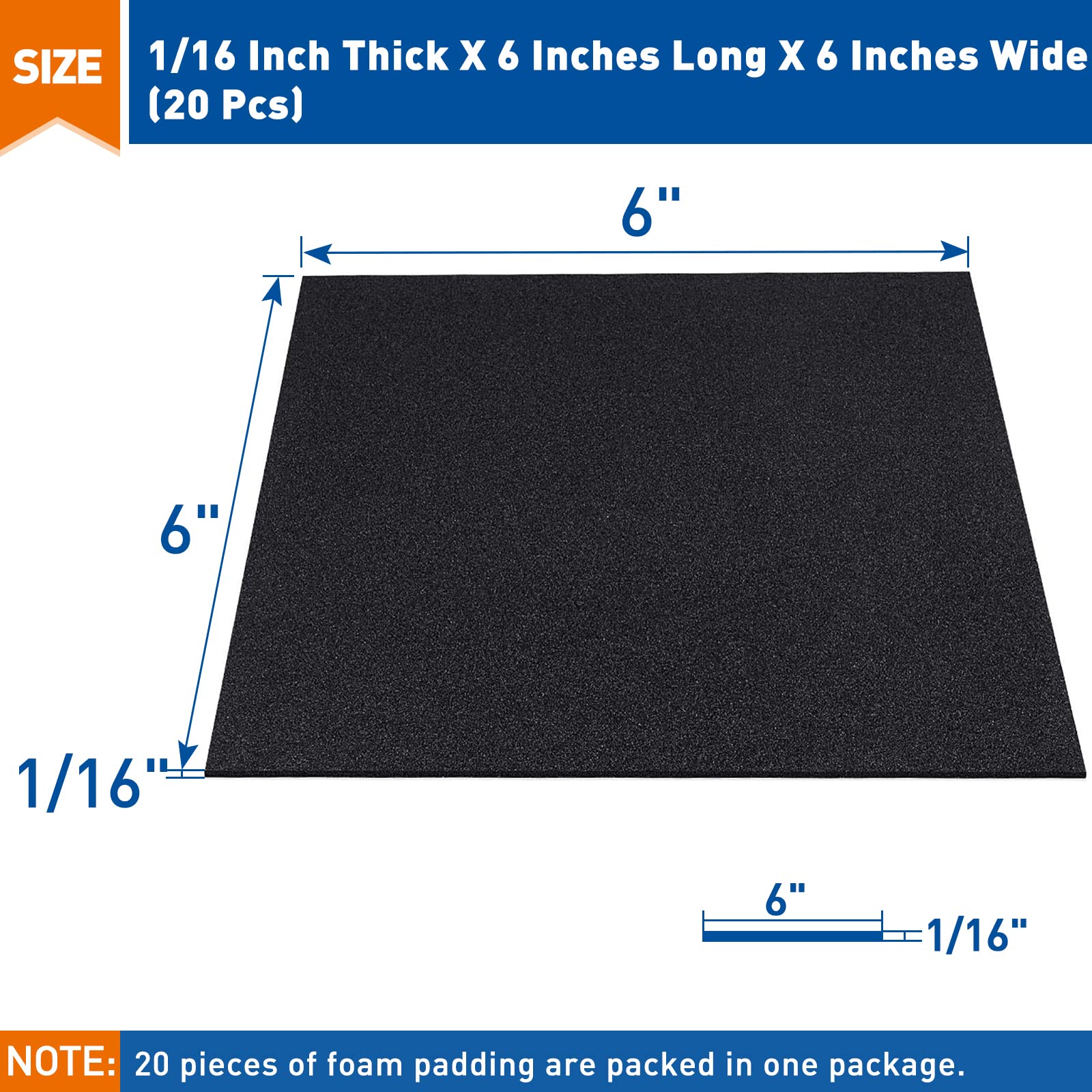 Snapklik.com : MAGZO 20Pcs Adhesive Foam Padding 1/16 In Thick X 6 In X ...