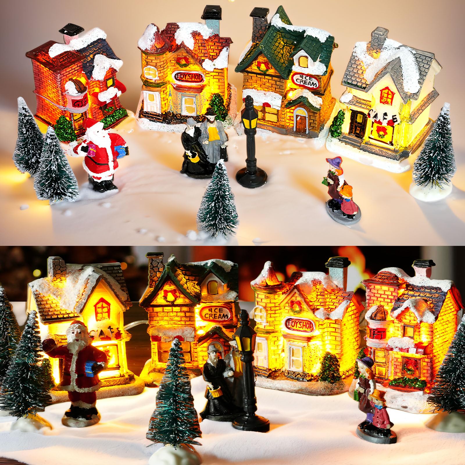 Amazon.com: Christmas Village Sets 12pcs LED Lighted LED Christmas ...