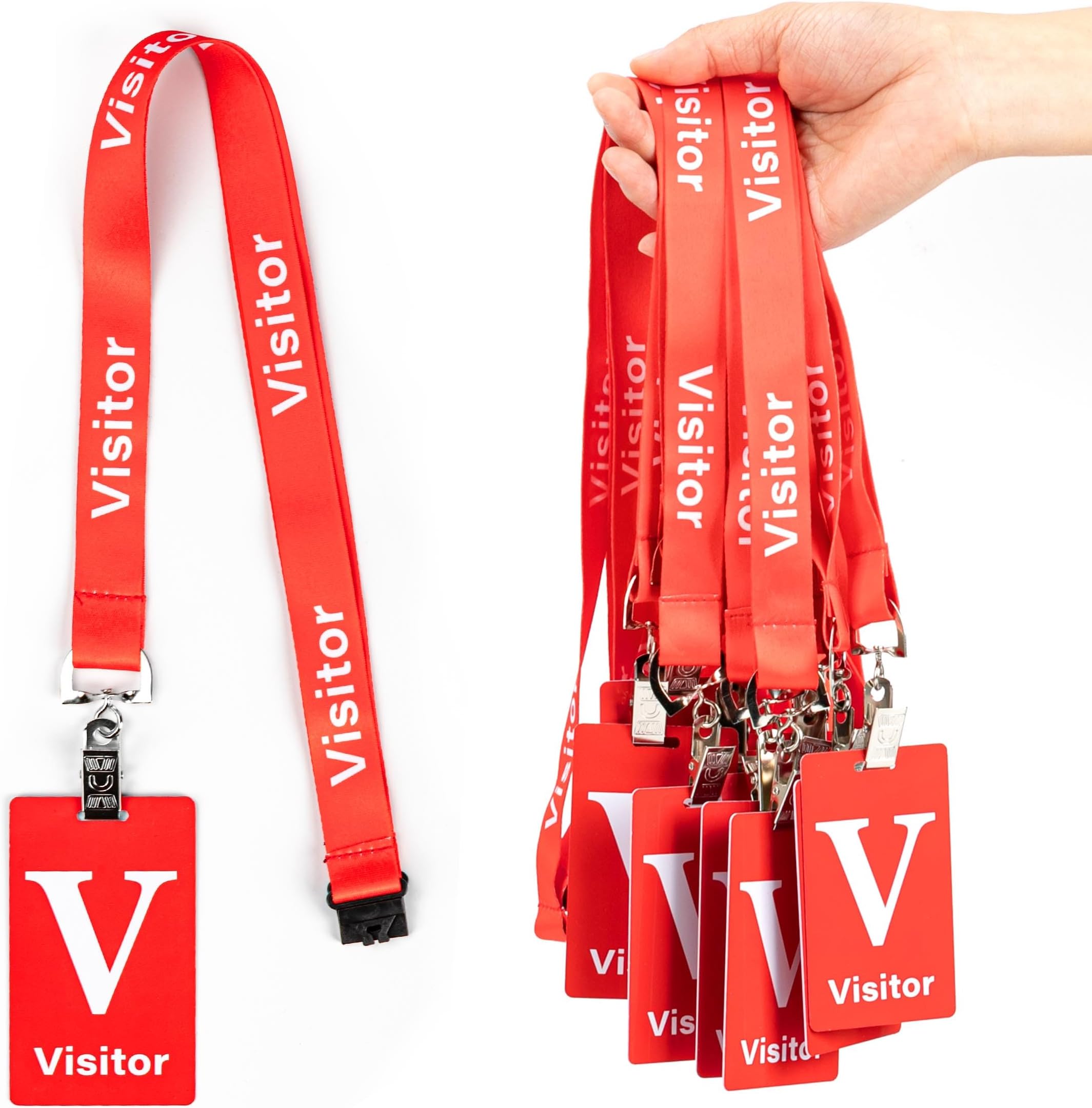 Amazon.com : Visitor ID Badge Card with Lanyard Clip - Reusable ...