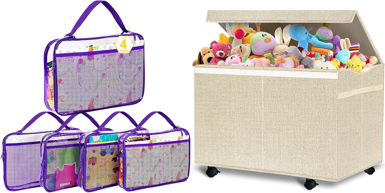 Amazon.com: VERONLY 1-Pack Large Kids Toy Box Storage Chest with 360 ...