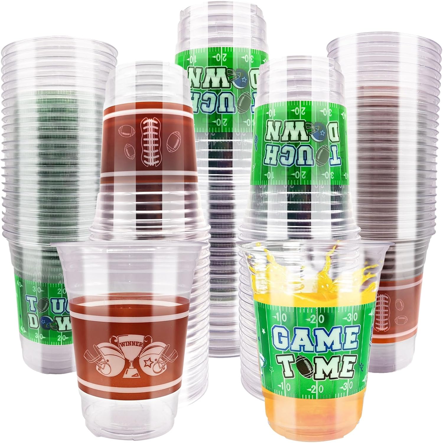 Amazon.com: Yavxzvbw 100Pcs 16oz Football Plastic Cups Football Party ...