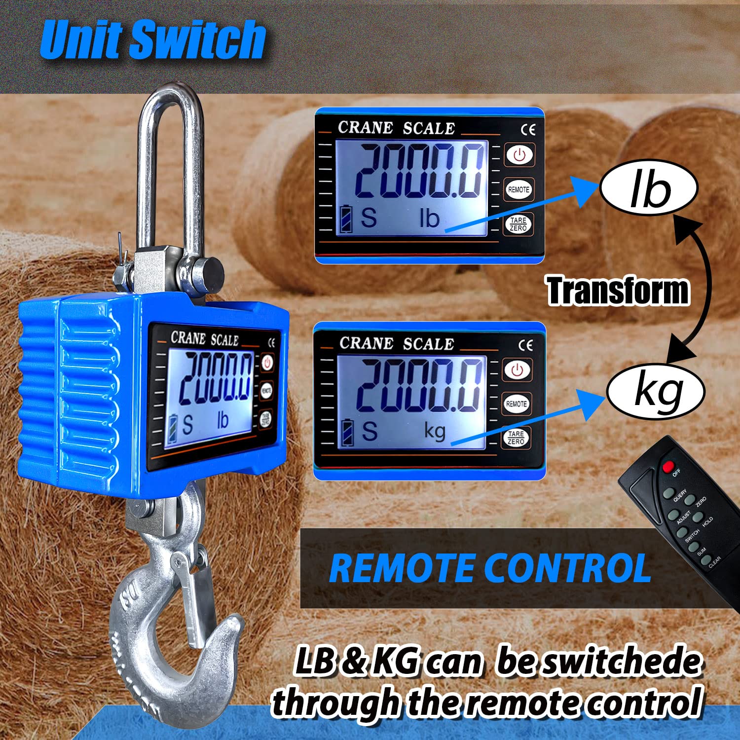 Snapklik.com : FITHOIST Hanging Scales Digital Weight, 2000LBS Crane Scale