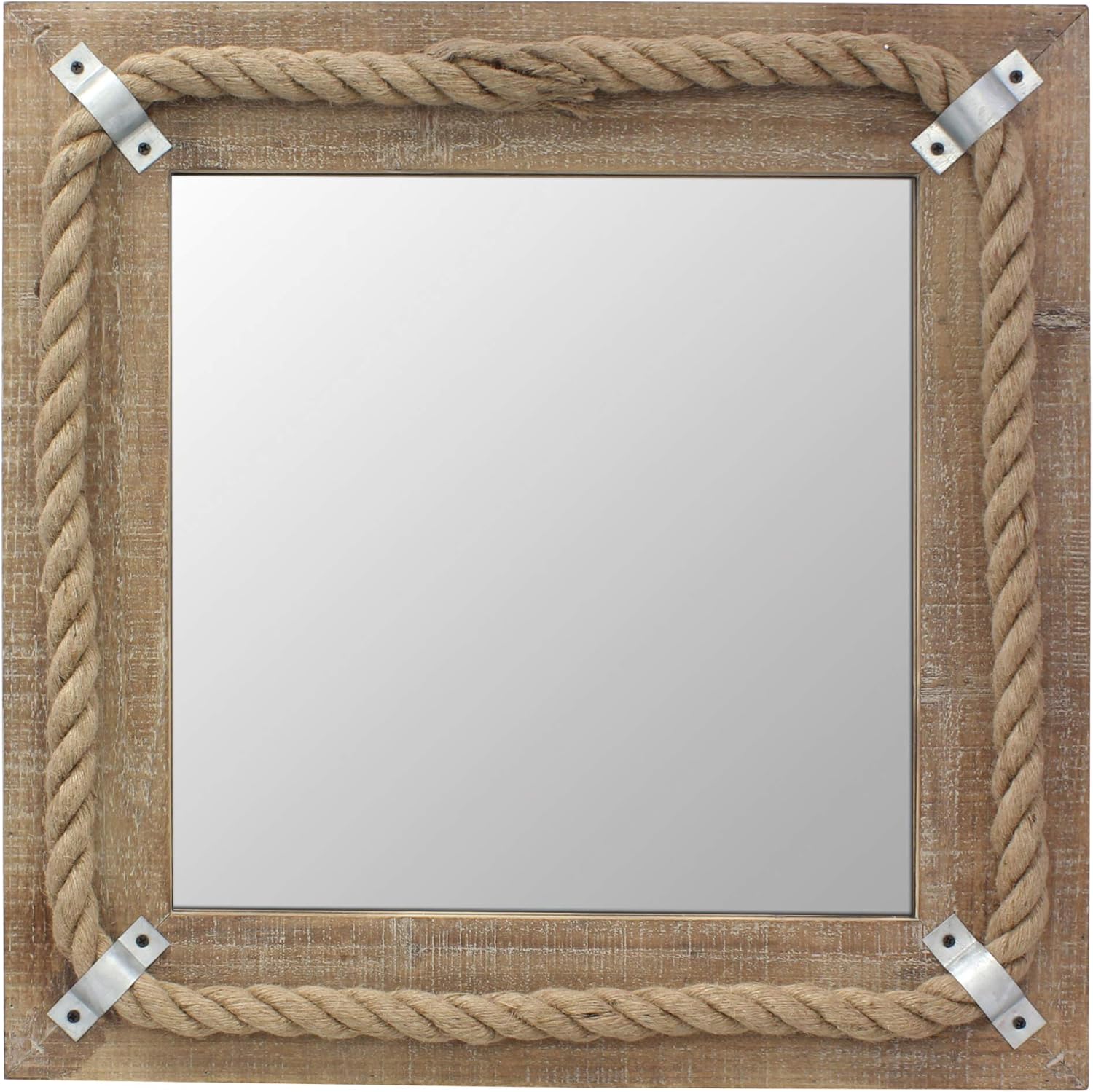 Amazon.com: Stonebriar Square Wooden Mirror with Nautical Rope Detail ...