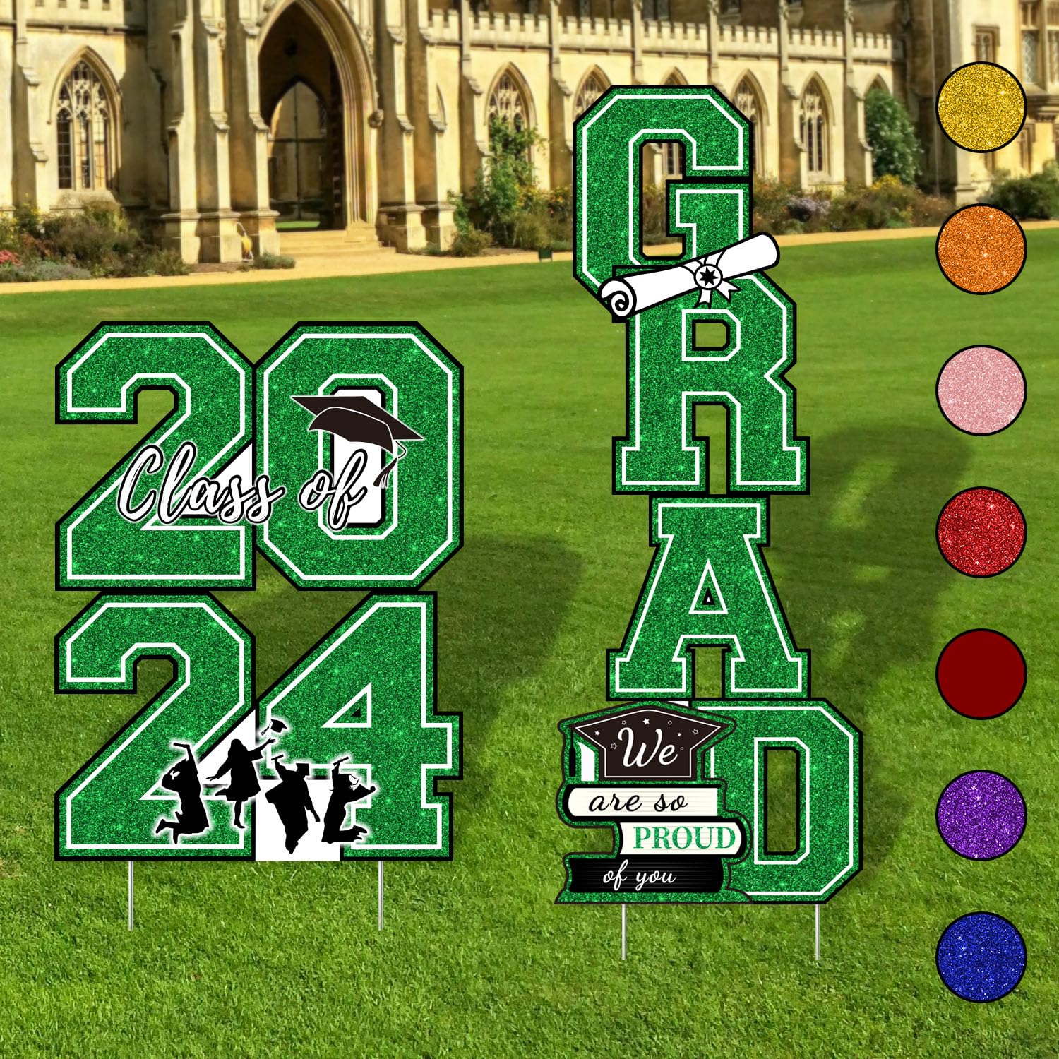 Graduation Yard Signs Class of 2024 Green Graduation Decorations - 4pcs ...