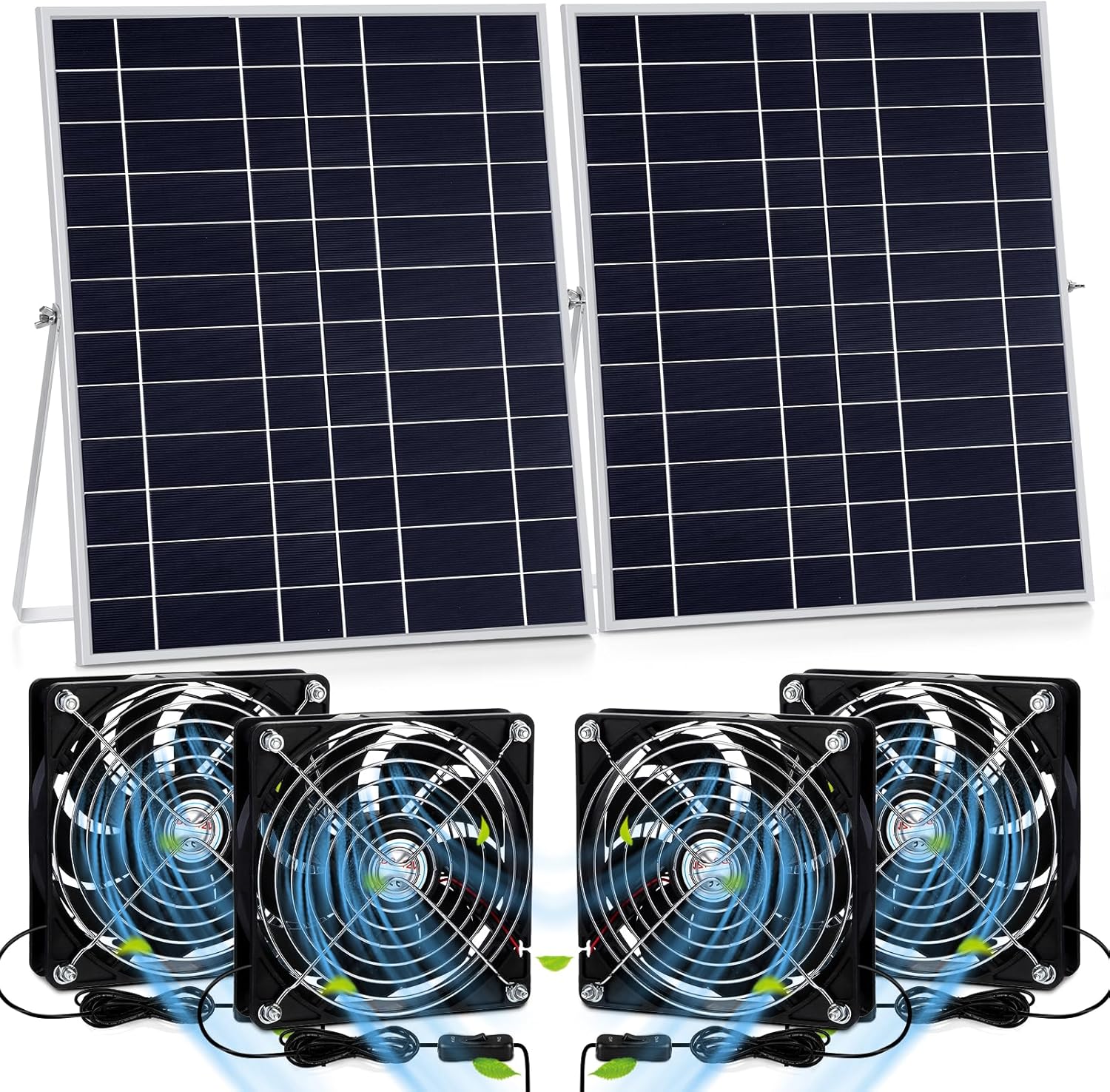 Amazon.com : Glooglitter 2 Set 20w Solar Powered Fan Kit for Chicken ...