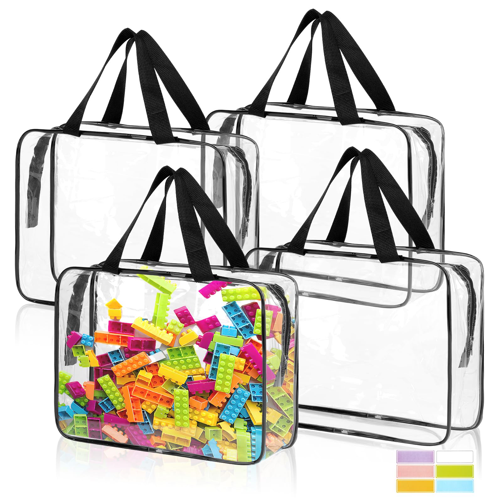 Snapklik.com : 4 Pack Toy Storage Bags, Clear PVC Toy Organizer