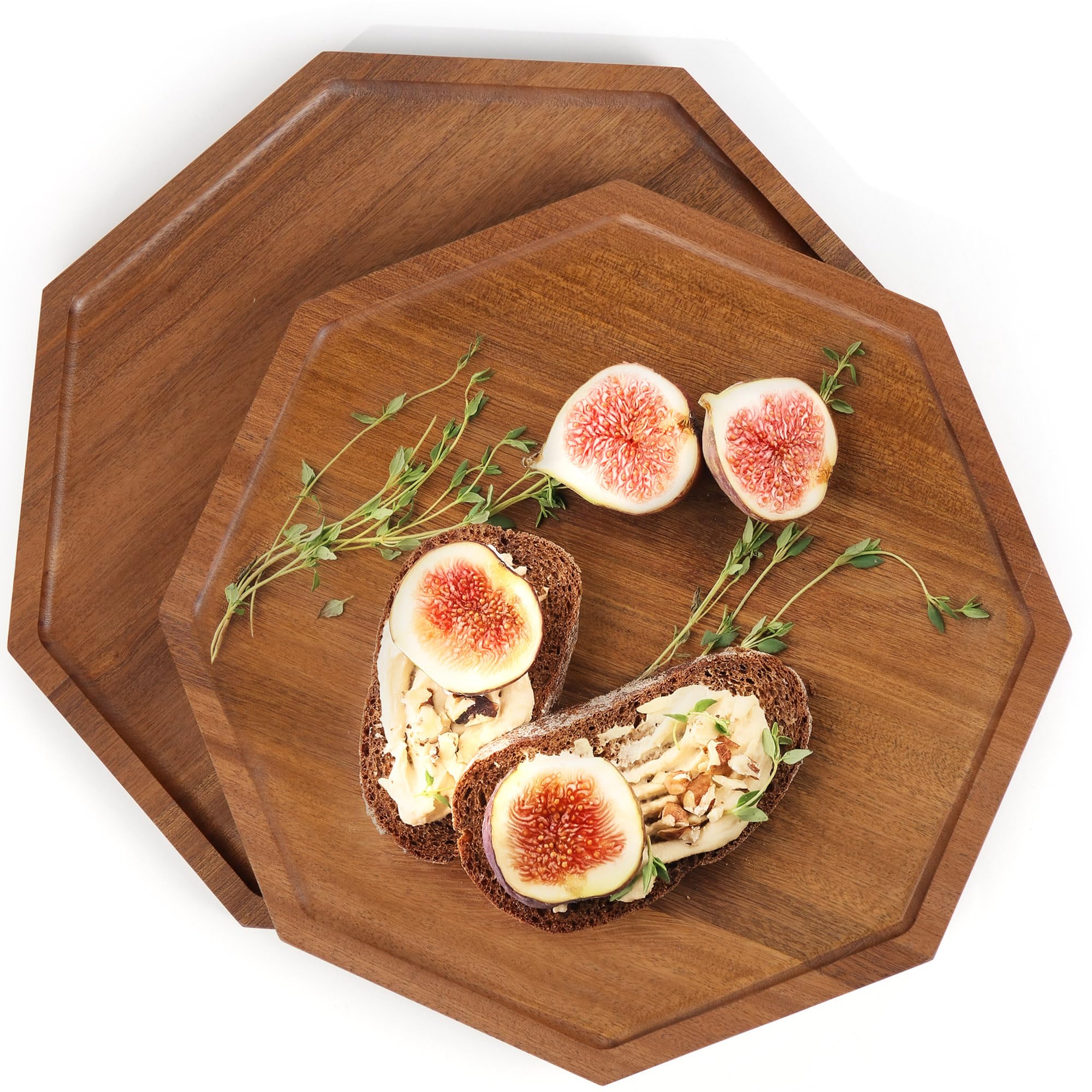 Amazon.com: LotFancy Wood Serving Tray, Set of 2, Wooden Serving ...