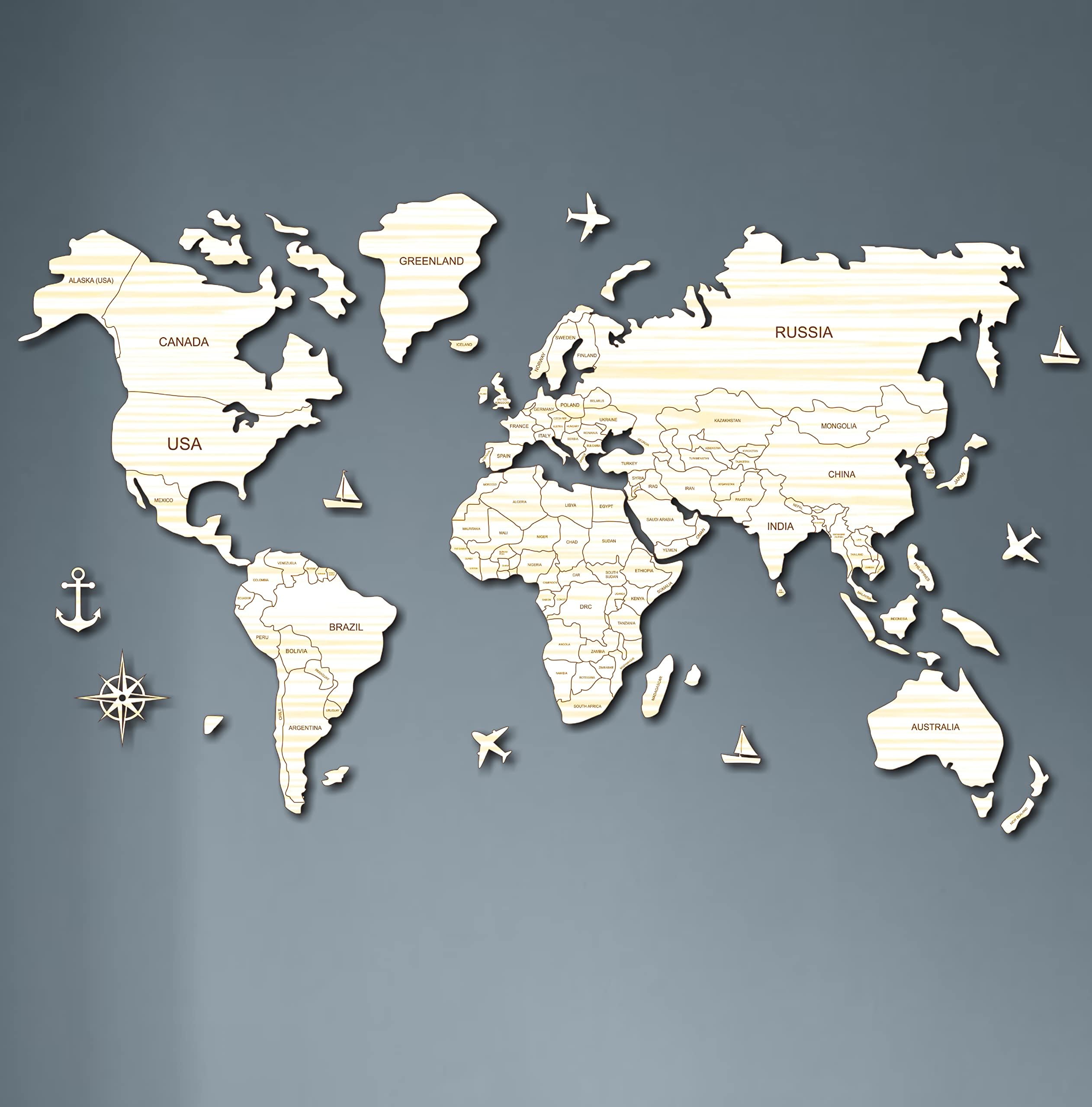 3D Wooden World Map for Wall - Woodern Texture - Unique Home Decor ...