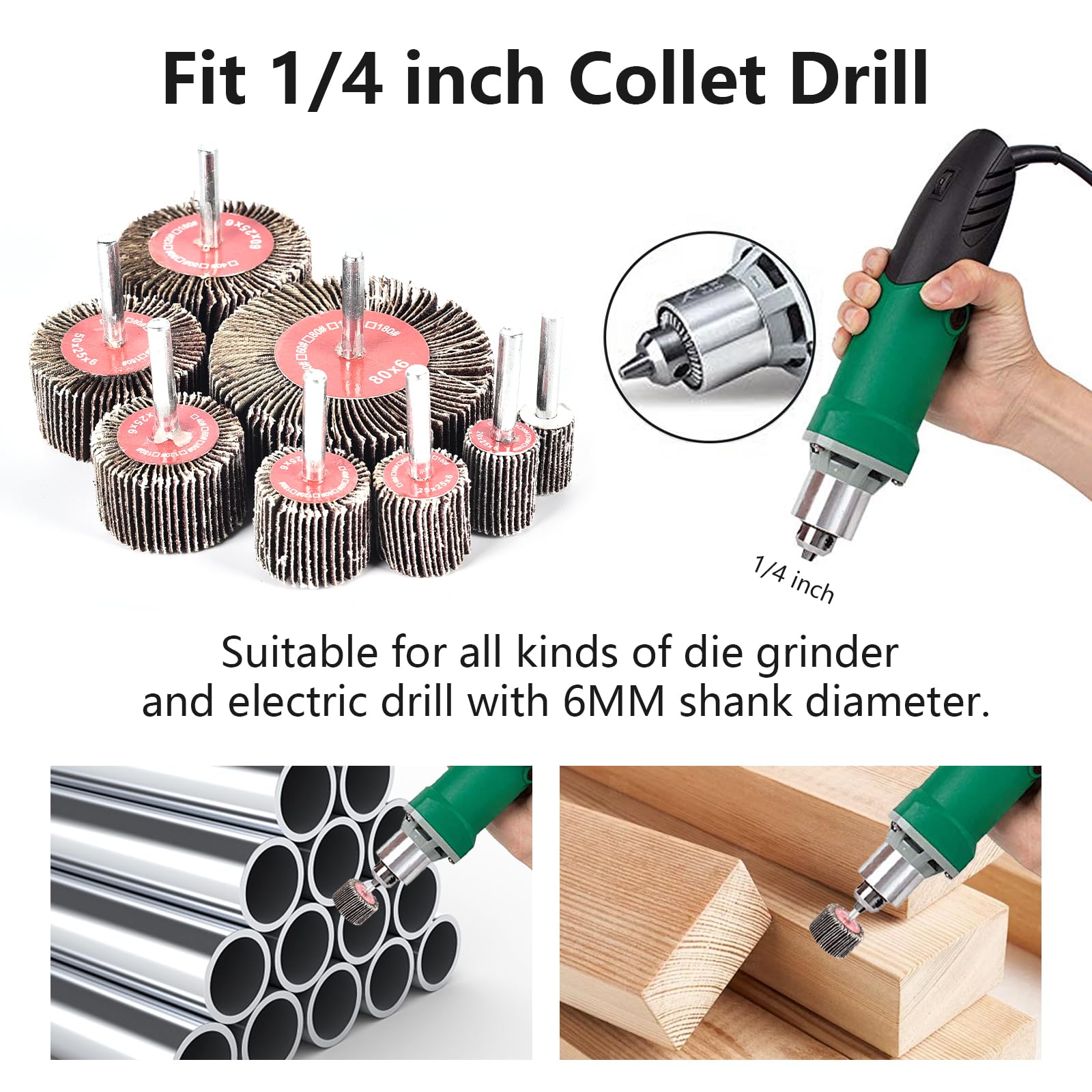 Snapklik.com : 24Pcs Abrasive Flap Wheel Sander Set 80 Grit Sanding ...