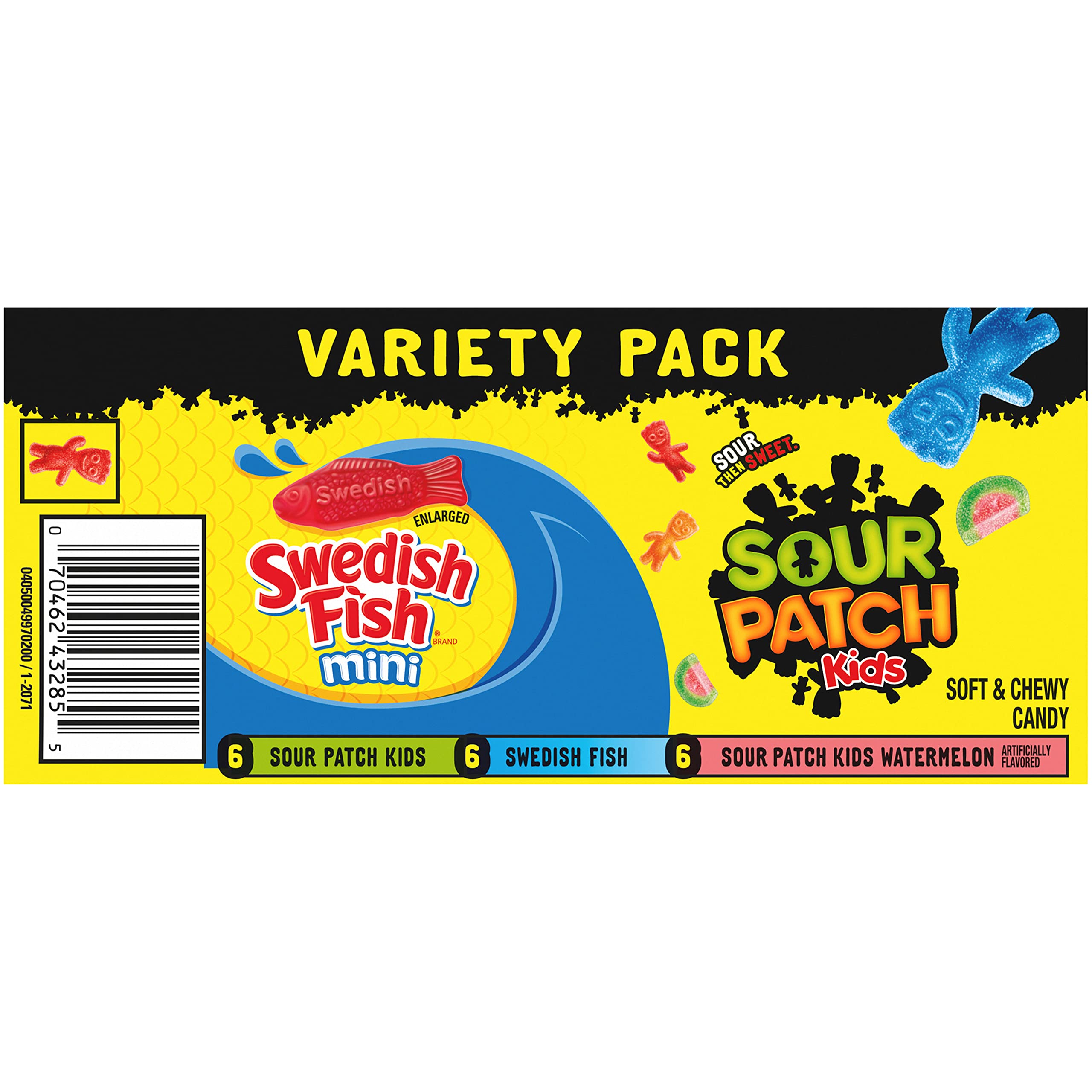SOUR PATCH KIDS & SWEDISH FISH Soft & Chewy Candy Variety Pack, 18 ...