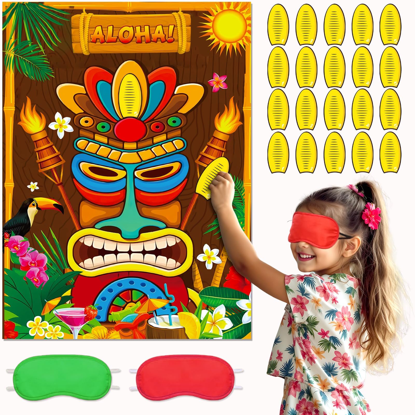 Amazon.com: WERNNSAI Pin The Feather on The Tiki Party Games - Hawaiian ...