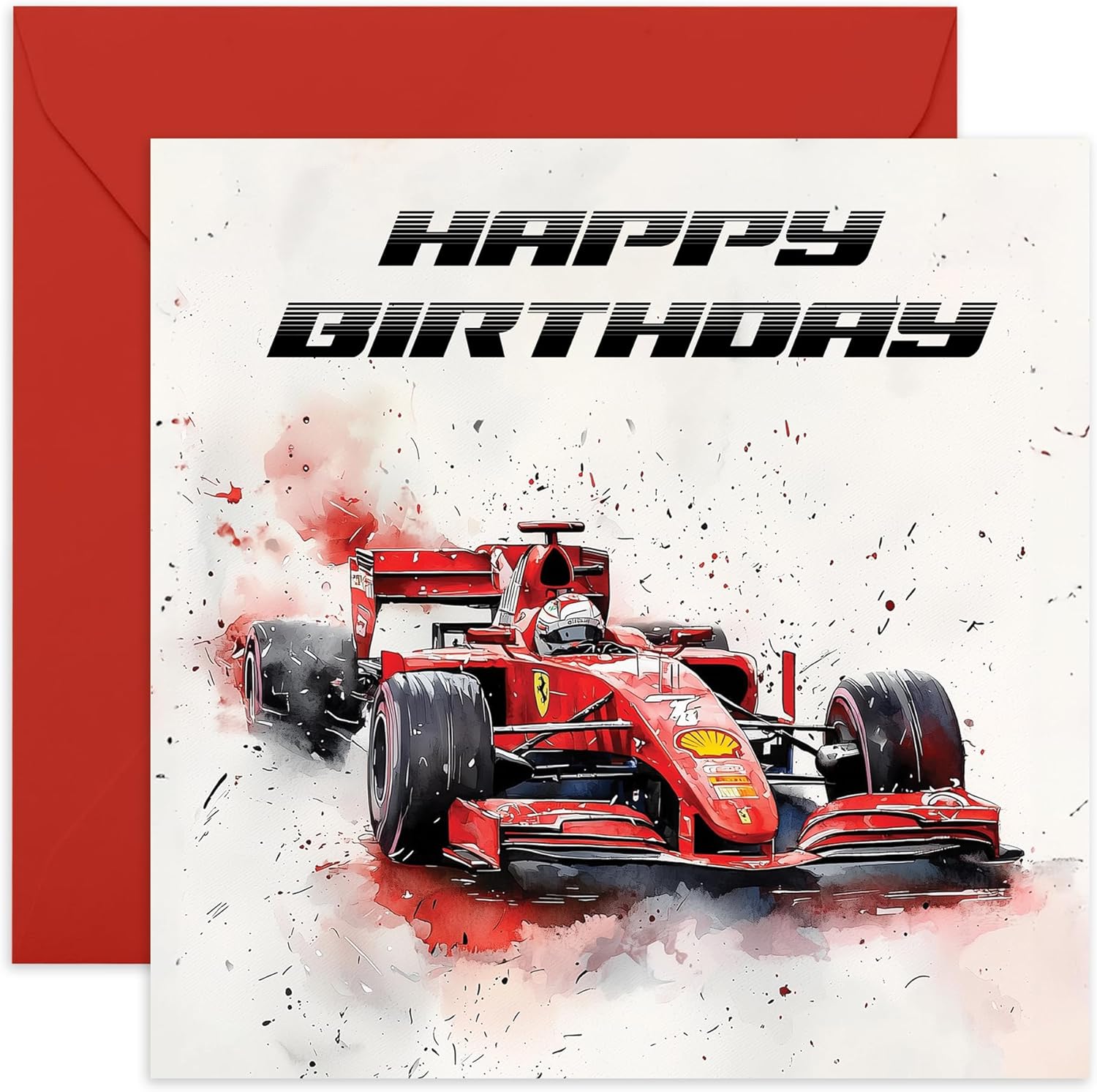 F1 Birthday Card - 'Birthday Red Race Car' - Gifts for Boys, Men, Him ...