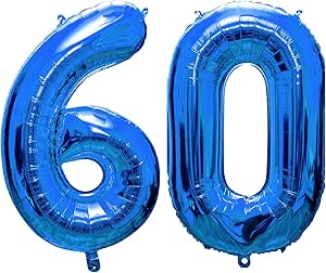 Navy Blue Number 60 Balloons, Giant Jumbo Number 60 Foil Mylar Balloons ...