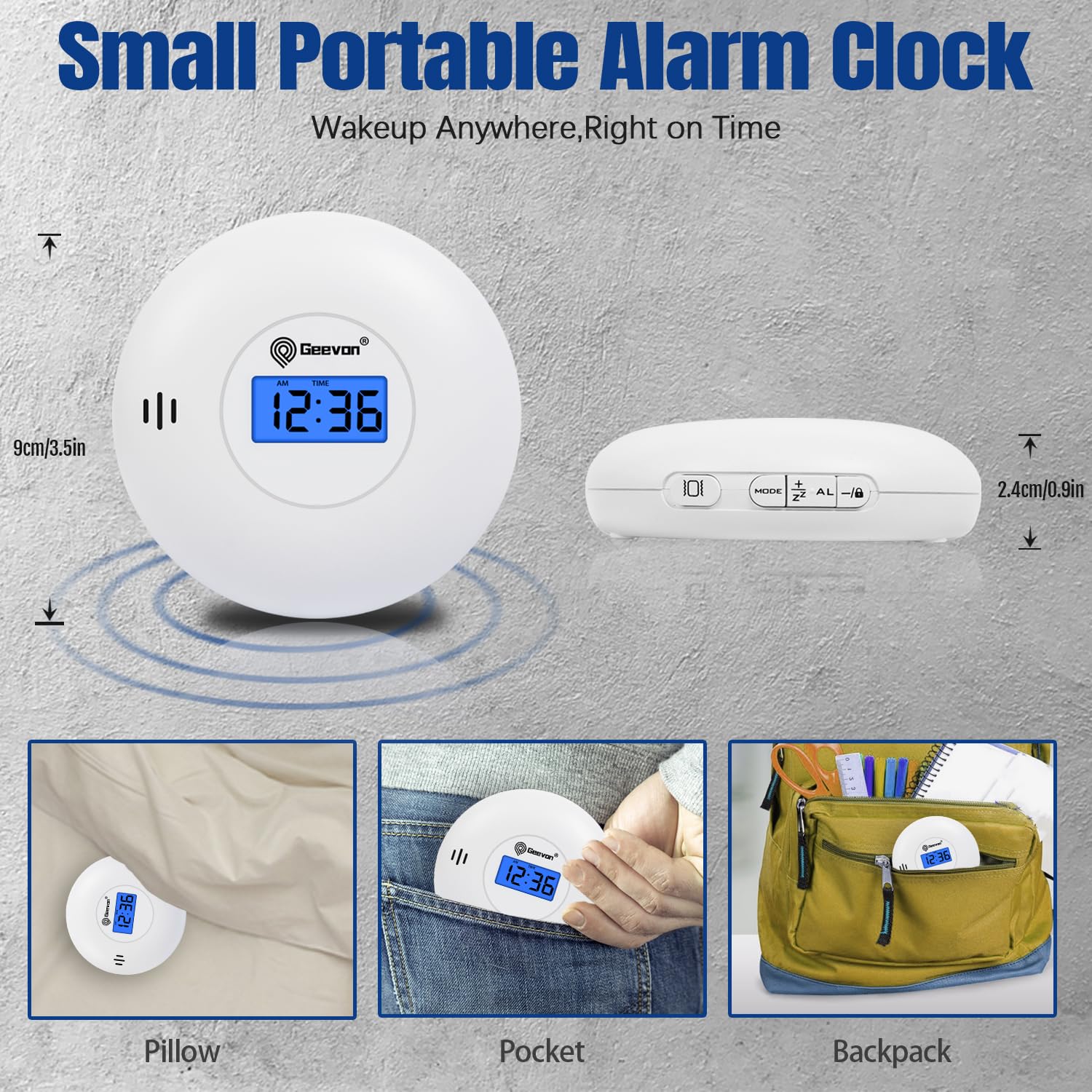 Snapklik.com : Geevon Vibrating Alarm Clock For Heavy Sleepers, Extra ...