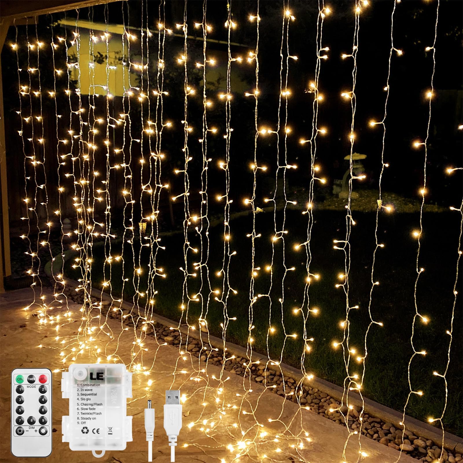 Amazon.com: OVE Decors Waterfall Curtain String Lights 1200 LED Bulbs ...