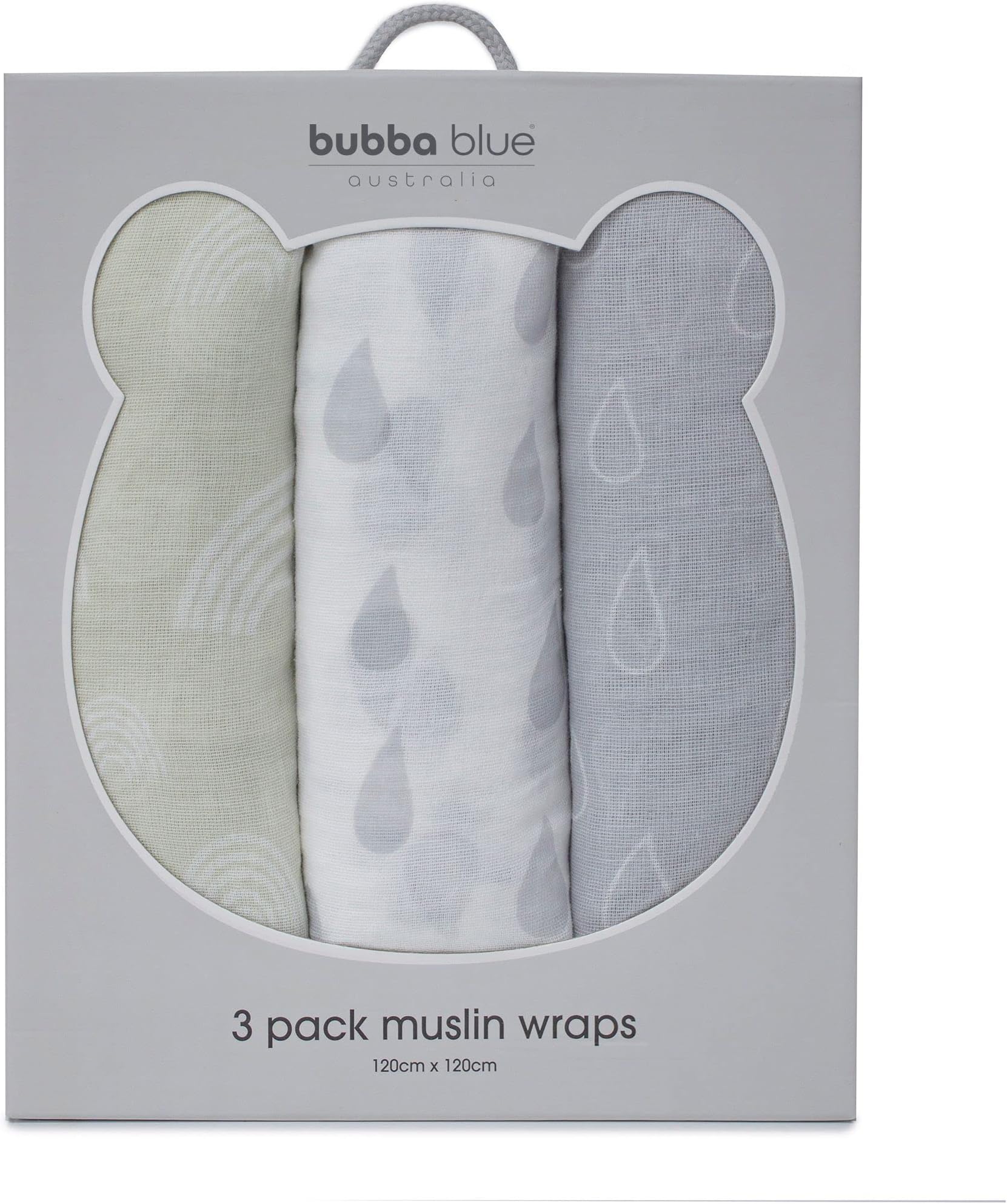 Bubba Blue Nordic Muslin Wrap 120 x 120 cm Size, Grey/Sand (Pack of 3 ...