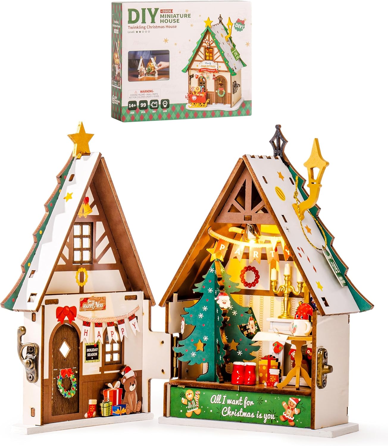 Amazon.com: Rowood Miniature House Kit Christmas,Miniature Dollhouse ...