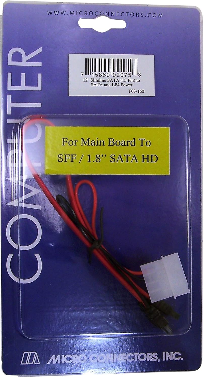 Amazon.com: Micro Connectors Slimline SATA to SATA and Molex Power ...