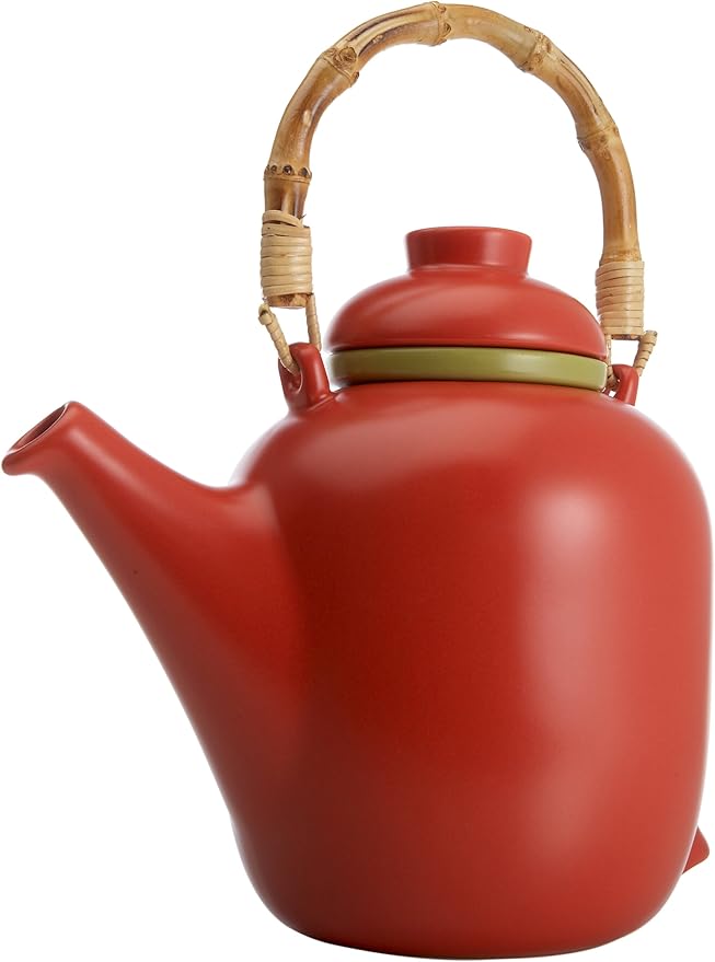Amazon.com | Signature Ceramic Teapot with Bamboo Handle and Infuser ...