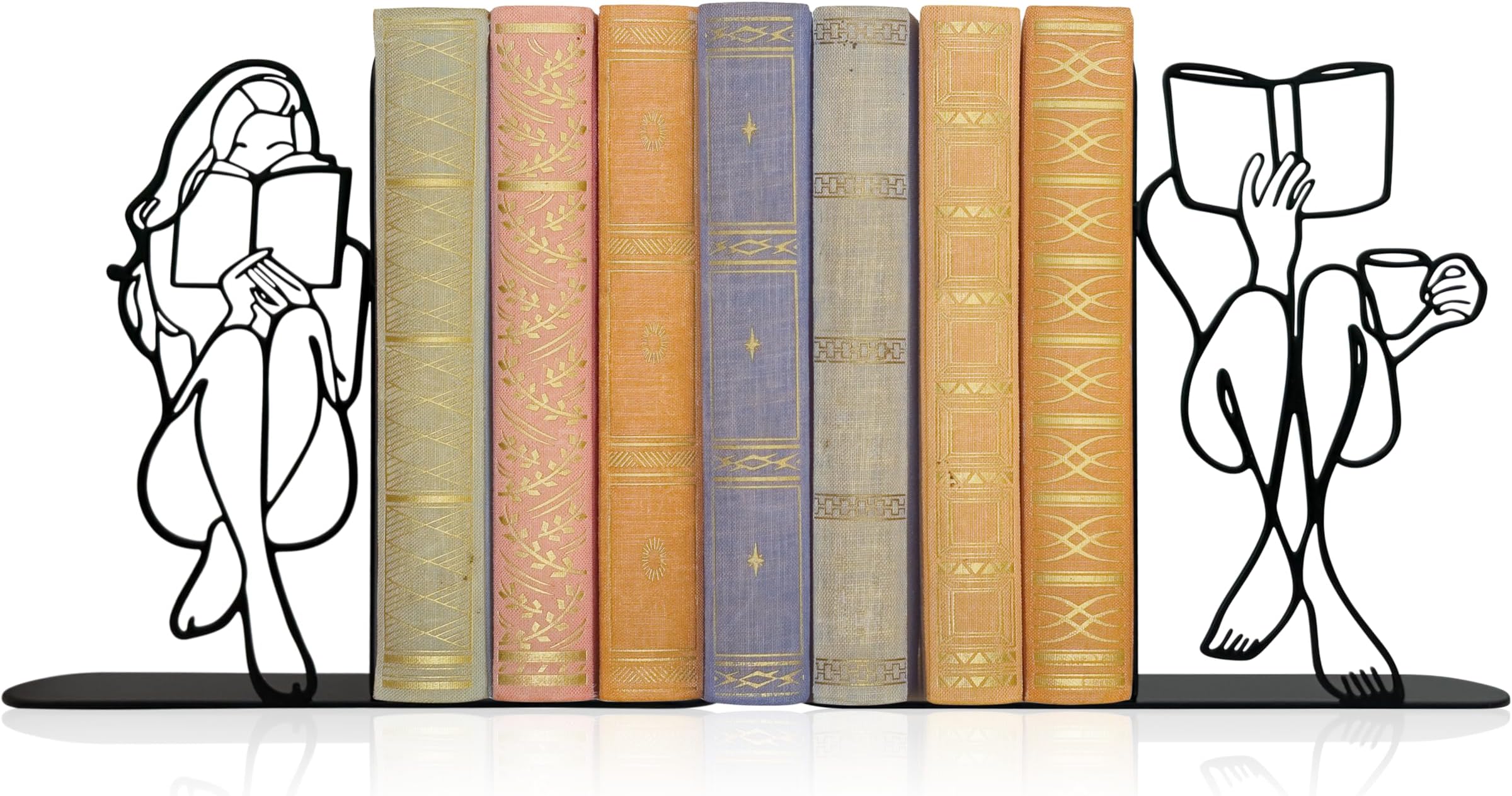 Amazon.com: Reading Bookends Decorative for Shelves - Girl Reading ...