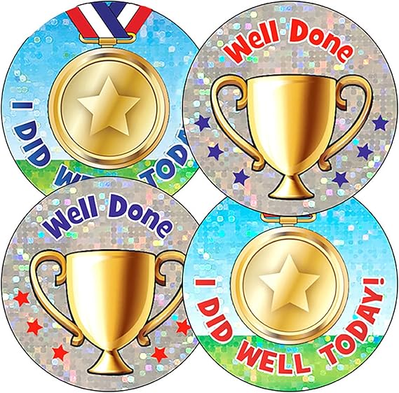 175 Holographic Sparkly Mixed Sports Day Childrens Pupils Motivational ...
