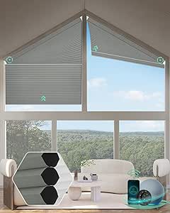 Amazon.com: Yoolax Smart Cellular Shades, Motorized Right Trapezoid Honeycomb Blinds Motorized ...