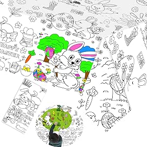 Amazon.com: 1 Pack Easter Coloring Tablecloth for Kids, Disposable ...