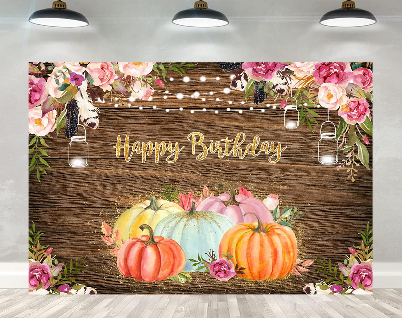 Amazon.com : 5×3ft Autumn Pumpkin Girls Happy Birthday Photo Backdrop ...