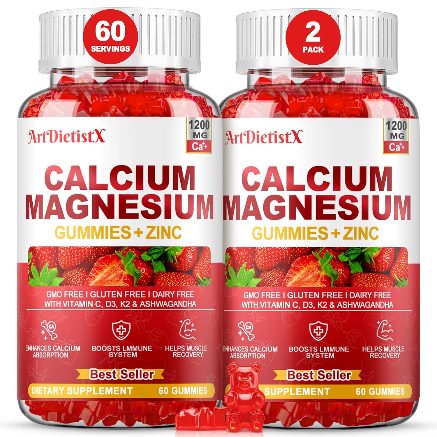 Gomas de Cálcio 1200mg com Vitamina D3 para Adultos – Suplemento de ...