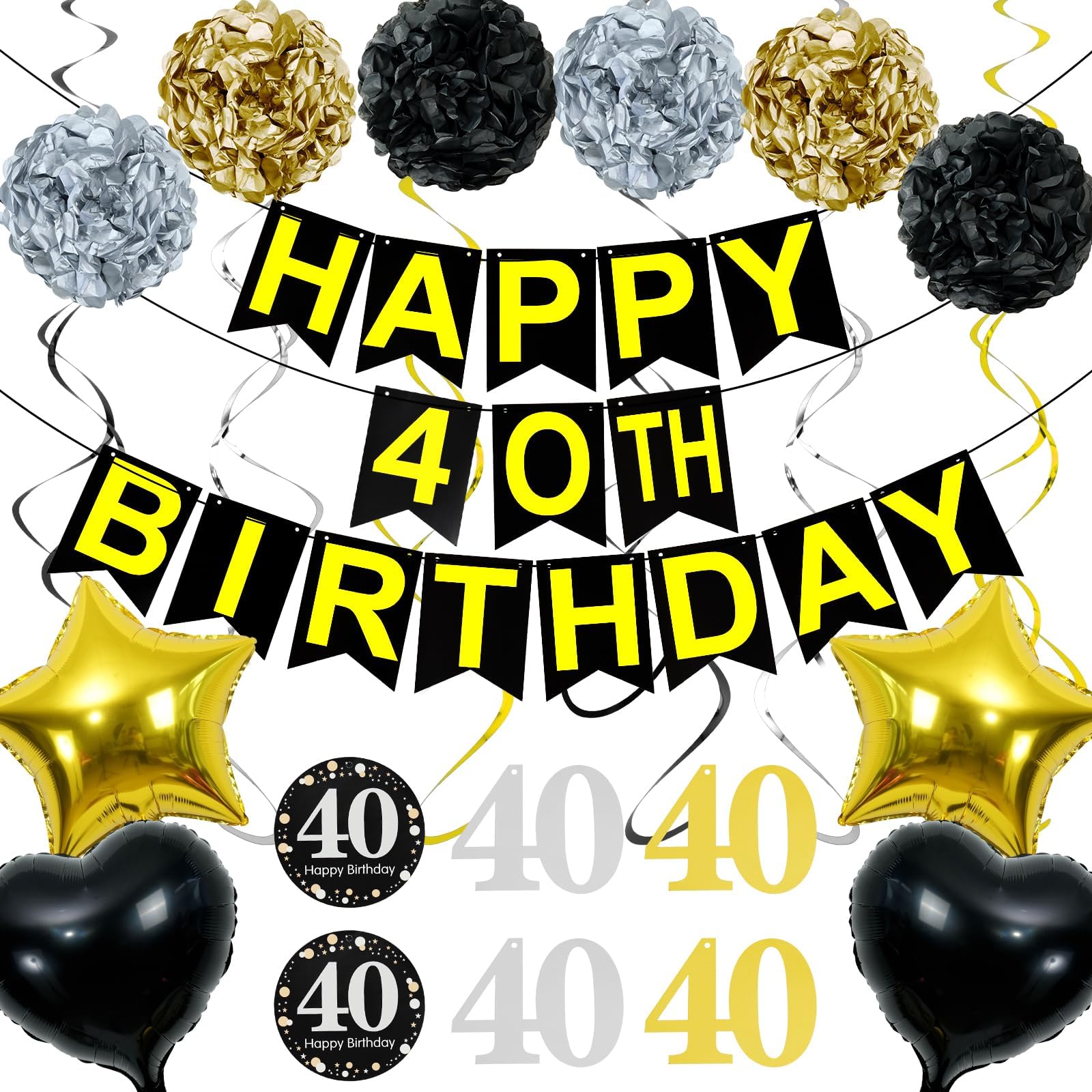 Amazon.com: 40th Birthday Decorations for Men,Cheers 40 Years Birthday ...
