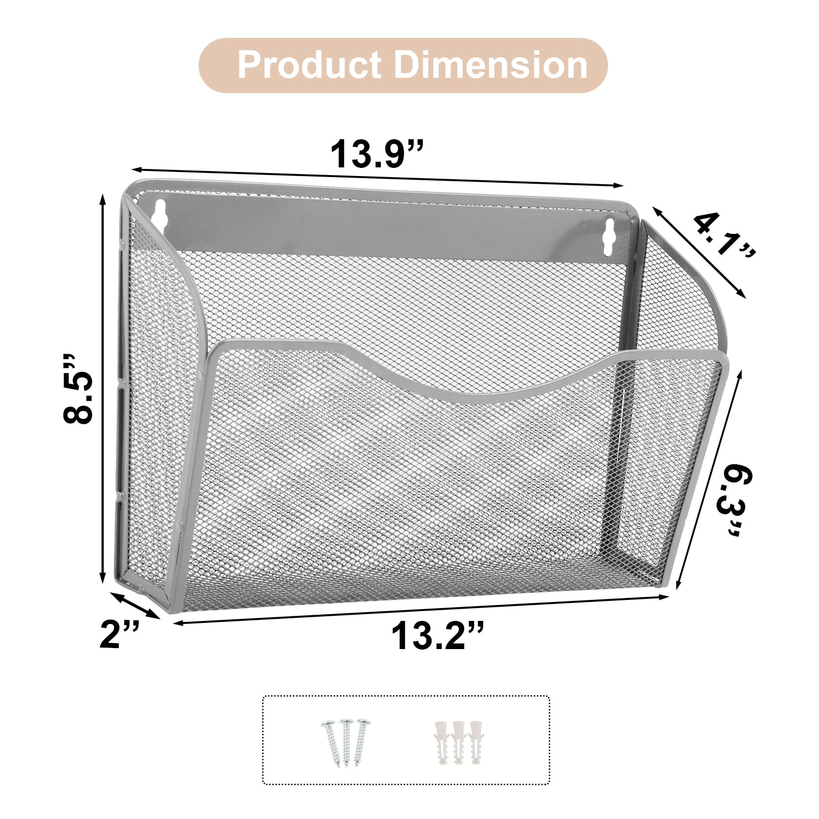 Snapklik.com : 3 Single Pocket Mesh Hanging File Organizer, Vertical ...