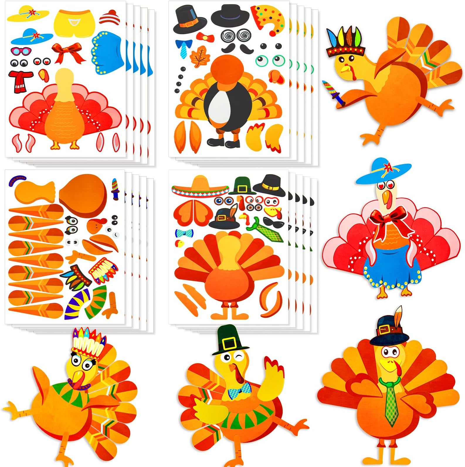Amazon.com: Max Fun 48 Pack Thanksgiving Stickers for Kids Make-A ...