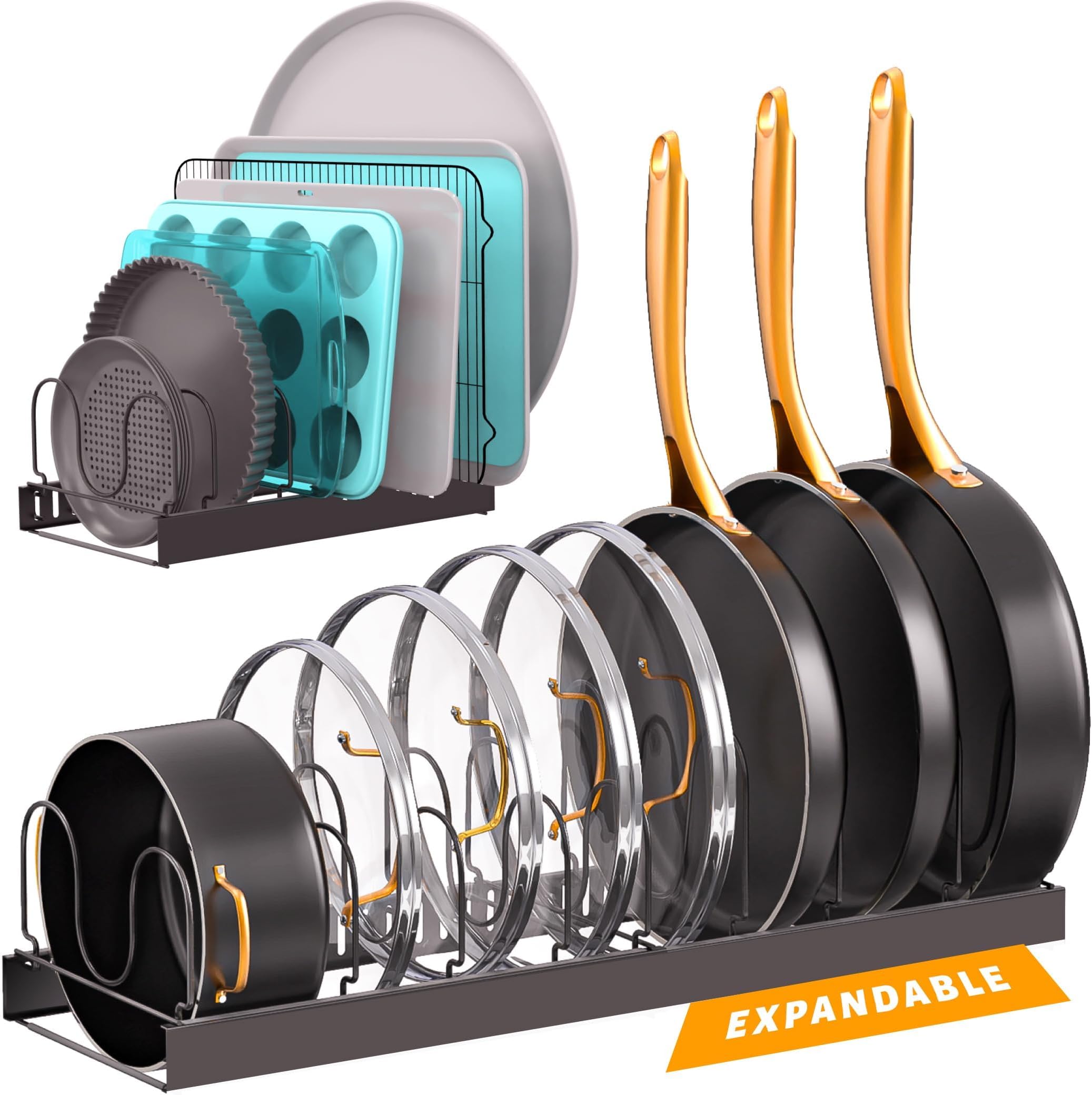 Amazon.com: Norcalway Adjustable Bakeware Pots and Pans Organizer Under ...