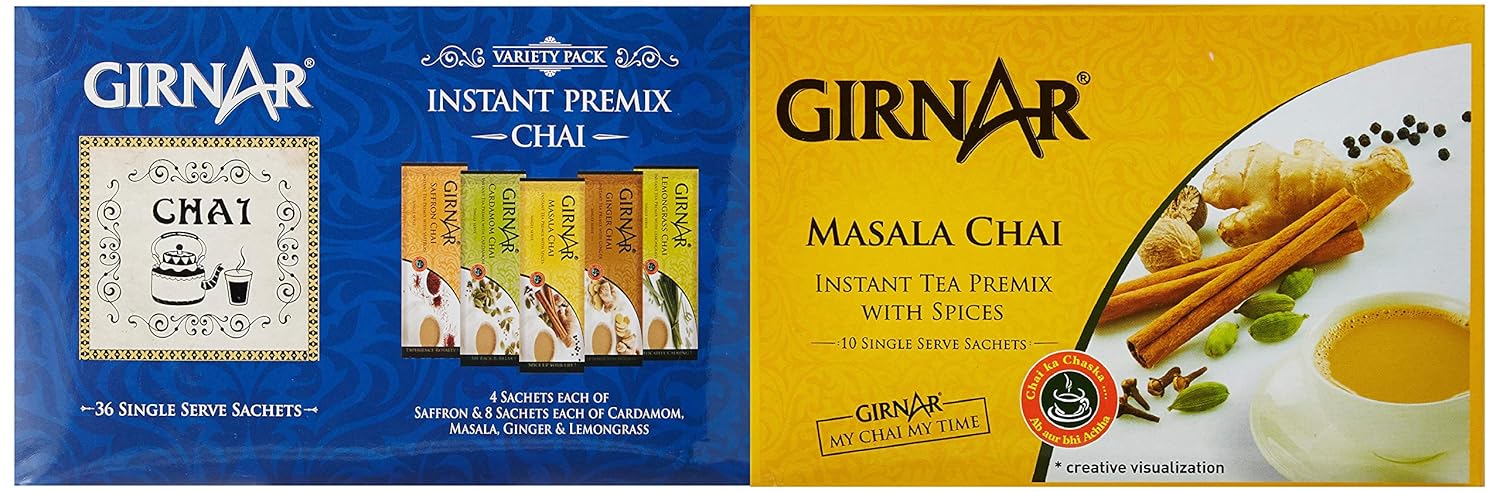 Girnar Instant Tea Premix Variety Pack, 36 Sachets and Girnar Instant ...