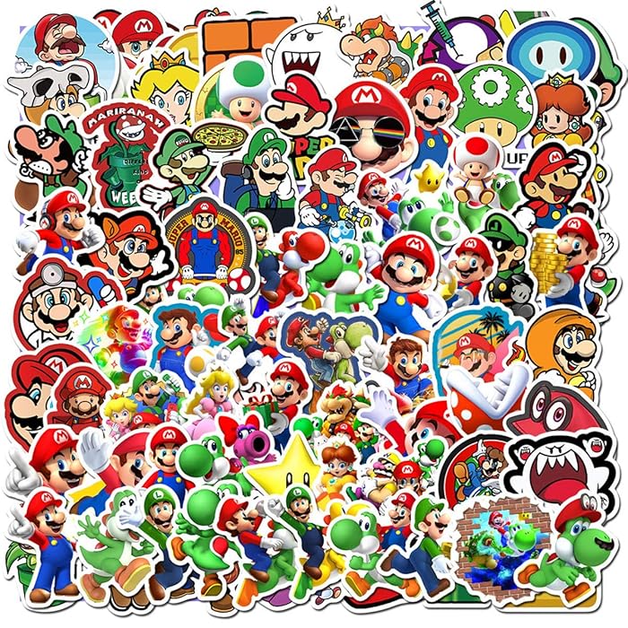 Buy 100Pack Super Mario Bros Stickers Set Random Sticker Decals for ...