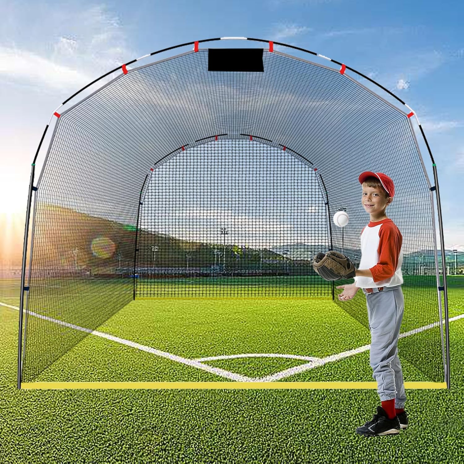 Amazon.com : Gulfmore 13 x 10 x 8 ft Baseball Batting Cage,Baseball ...