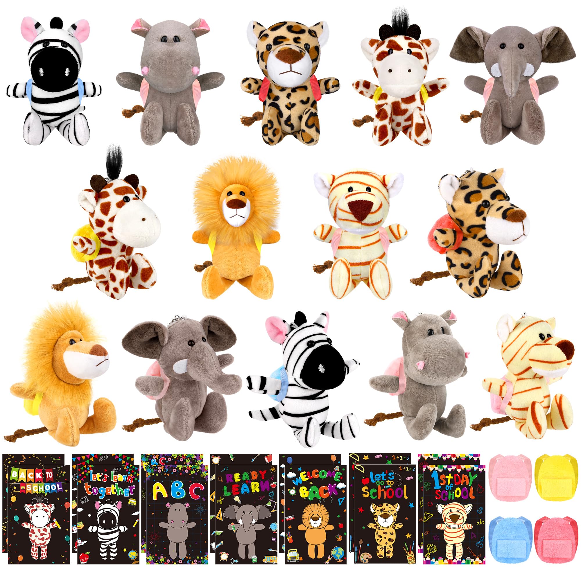Snapklik.com : Elcoho 14 Pieces Mini Back To School Jungle Animal Plush ...