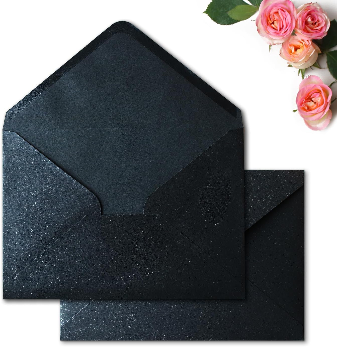 Amazon.com : KUCHYNEE 50PCS A7 Pearl Black Envelopes, 5x7 Self Seal ...