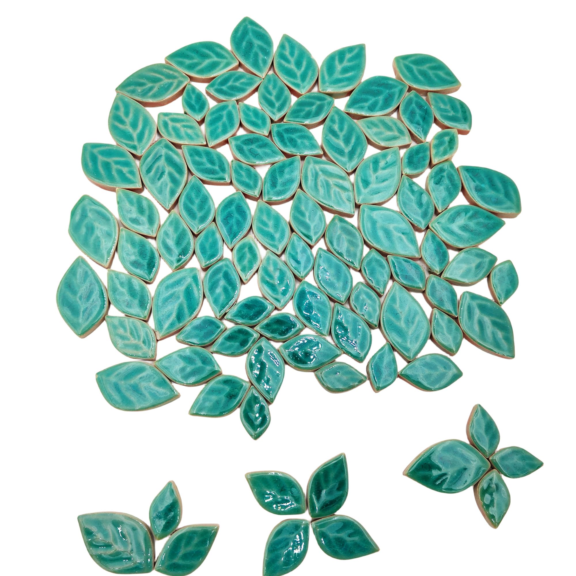 Leaf Shaped Ceramic Tiles TileGen. Leaf Shape 1.25" X 2.75" Aluminum