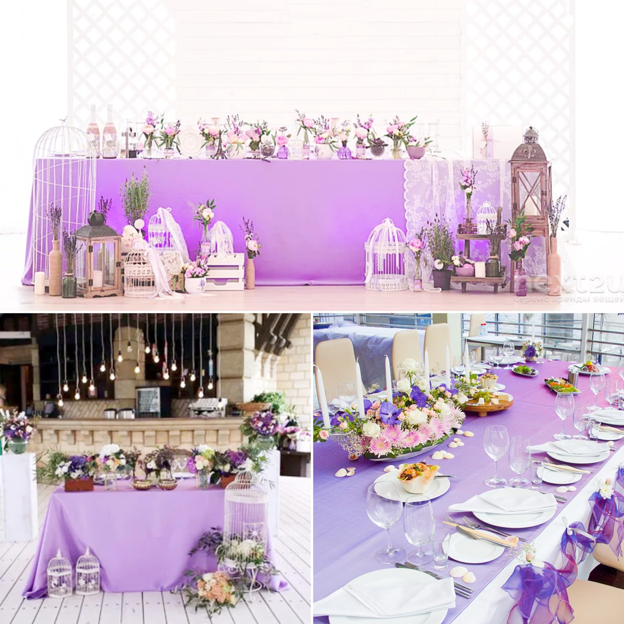 Purple Wedding Decorations Rectangle Tables Deep Purple Black Gold