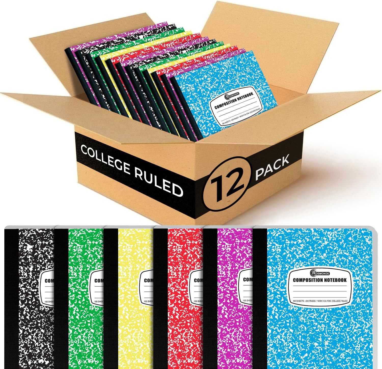 Amazon.com : VEEBOOST Composition Notebooks, College Ruled Composition ...