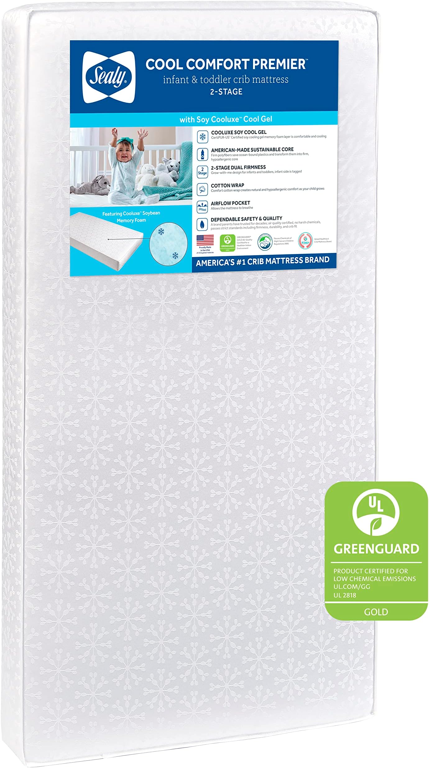 Amazon.com : Sealy Baby Flex Cool Breathable Hypoallergenic 2-Stage ...